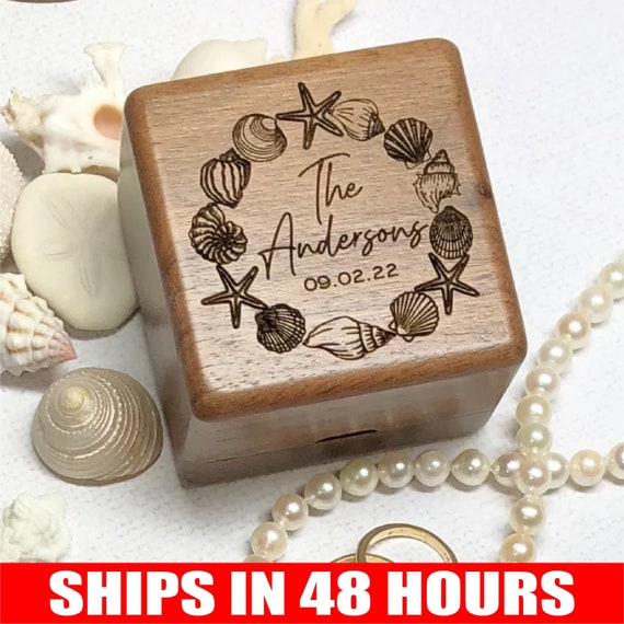 Wedding on the Beach Ring Box Seashells Ring Box Destination - Etsy