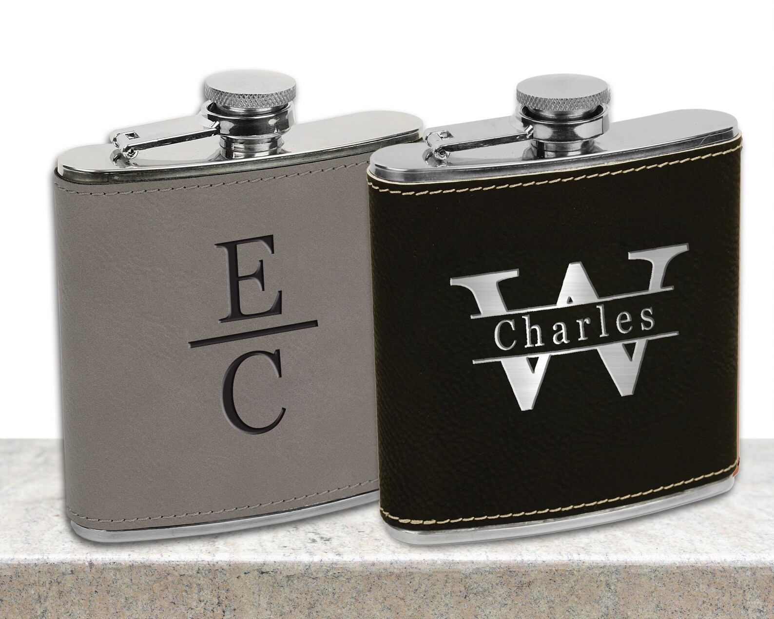 Personalized engraved flasks with monogrammed designs or | Etsy