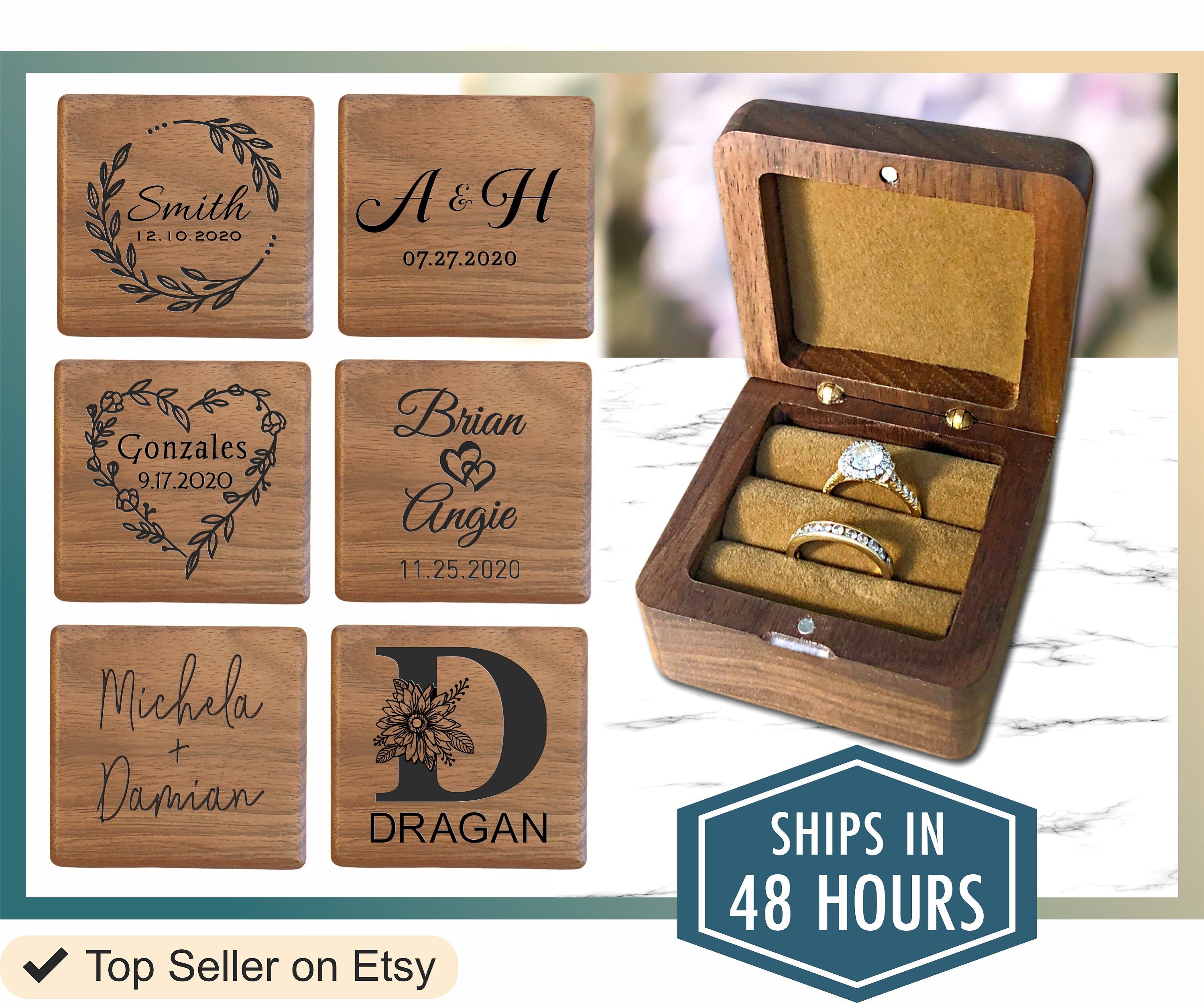 Custom Wedding Ring Box Wood Ring Box Engagement Ring Box | Etsy Canada