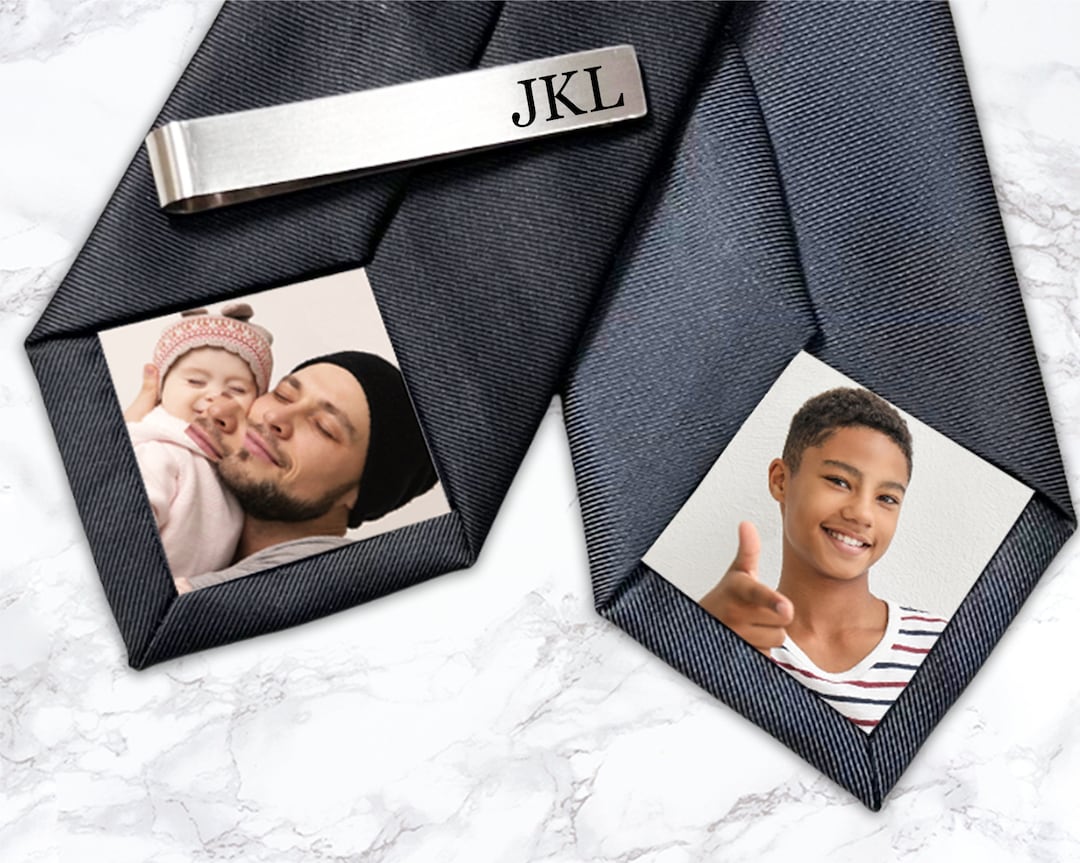 Custom Photo Tie Fathers Day Gift for Dad, Tie Clip Personalized ...