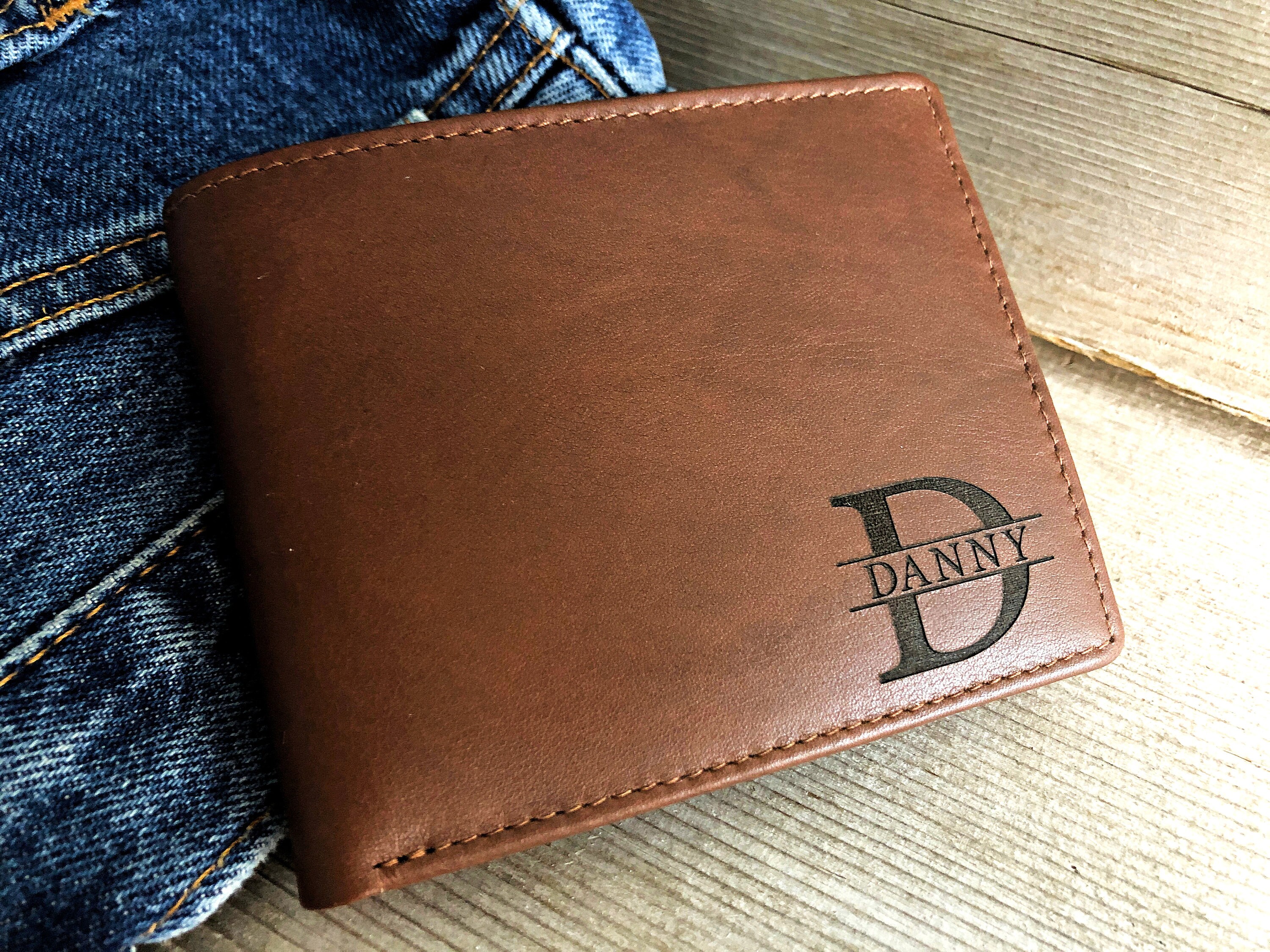 Personalized gift for men monogram wallet gift for | Etsy