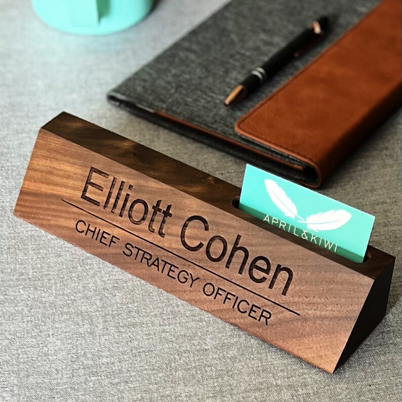 Custom Wedge Sign for Desk Personalized Solid Walnut - Etsy