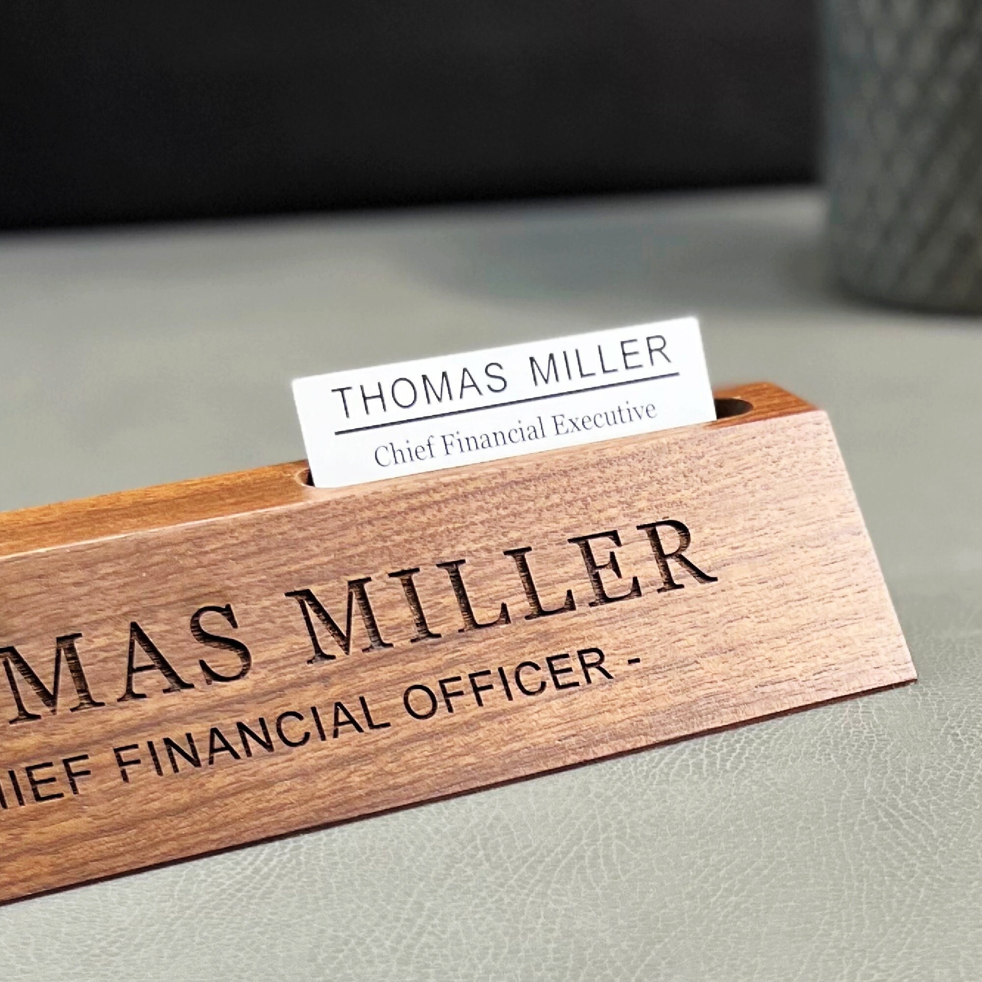 Desk Name Plate With Business Card Holder - Etsy
