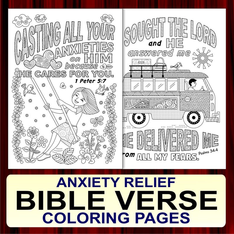 Bible Verse Coloring Pages – Anxiety Relief, Scripture Art (PDF & JPEG ...