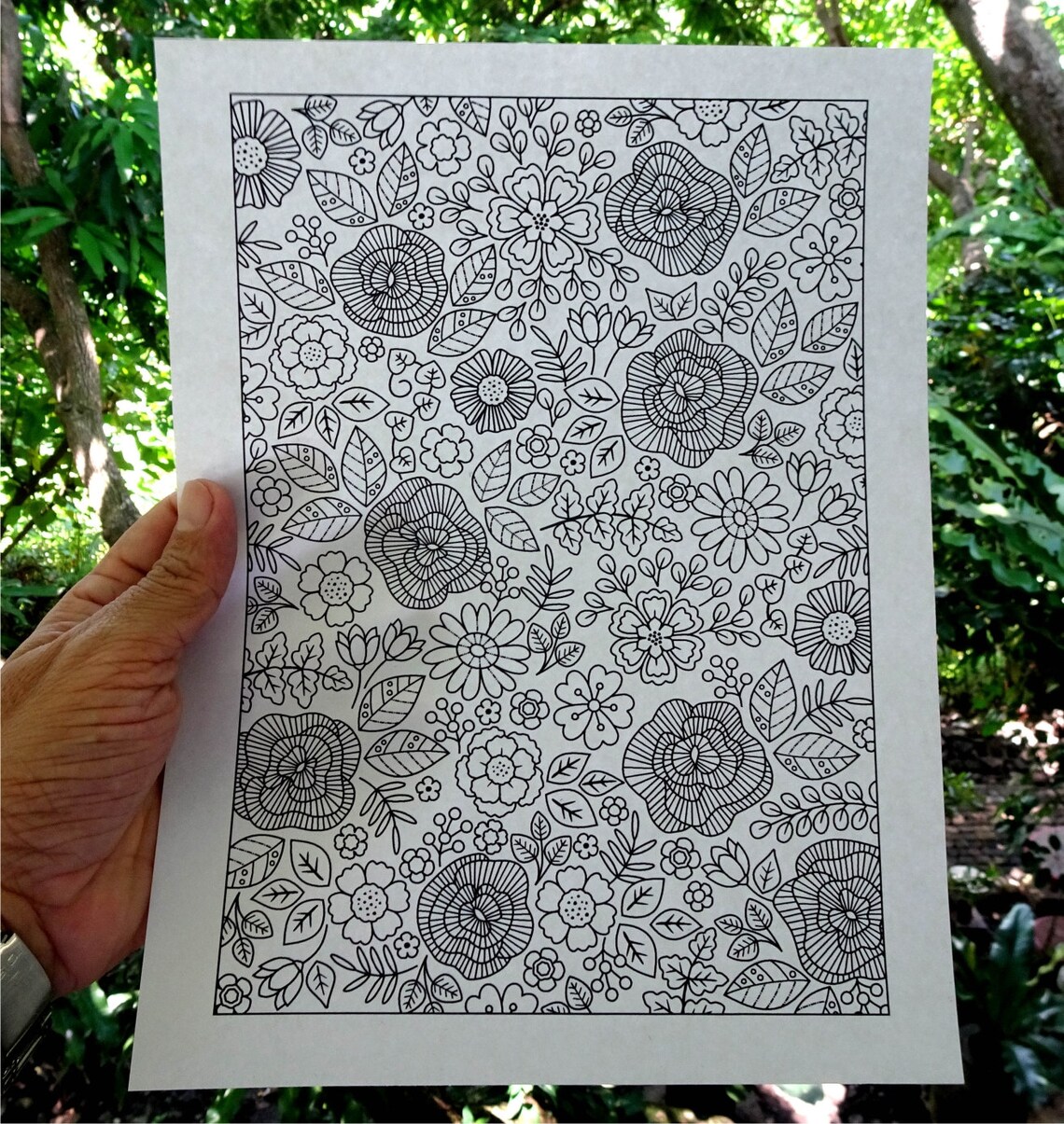 Four Flower Zentangle Coloring Pages Seamless Floral - Etsy