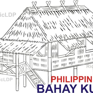 Philippine Bahay Kubo Coloring Pages: Asian Art (printable PDF) - Etsy