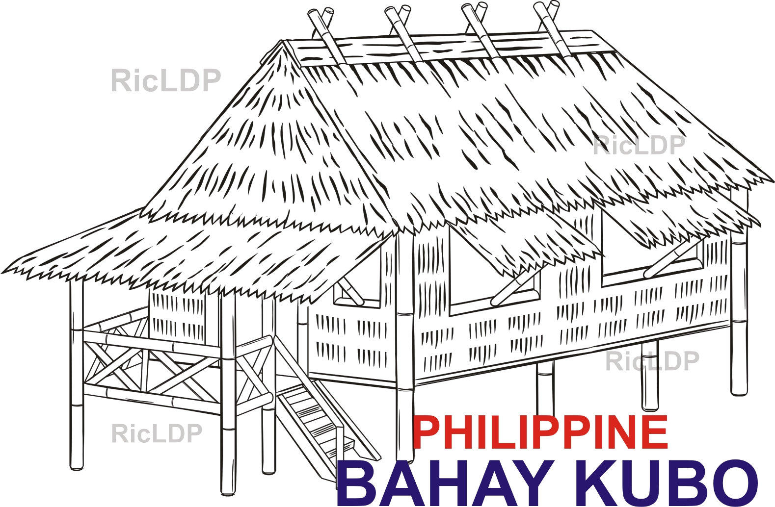Philippine Nipa Hut Coloring Pages Bahay Kubo Indigenous Etsy De The Best Porn Website