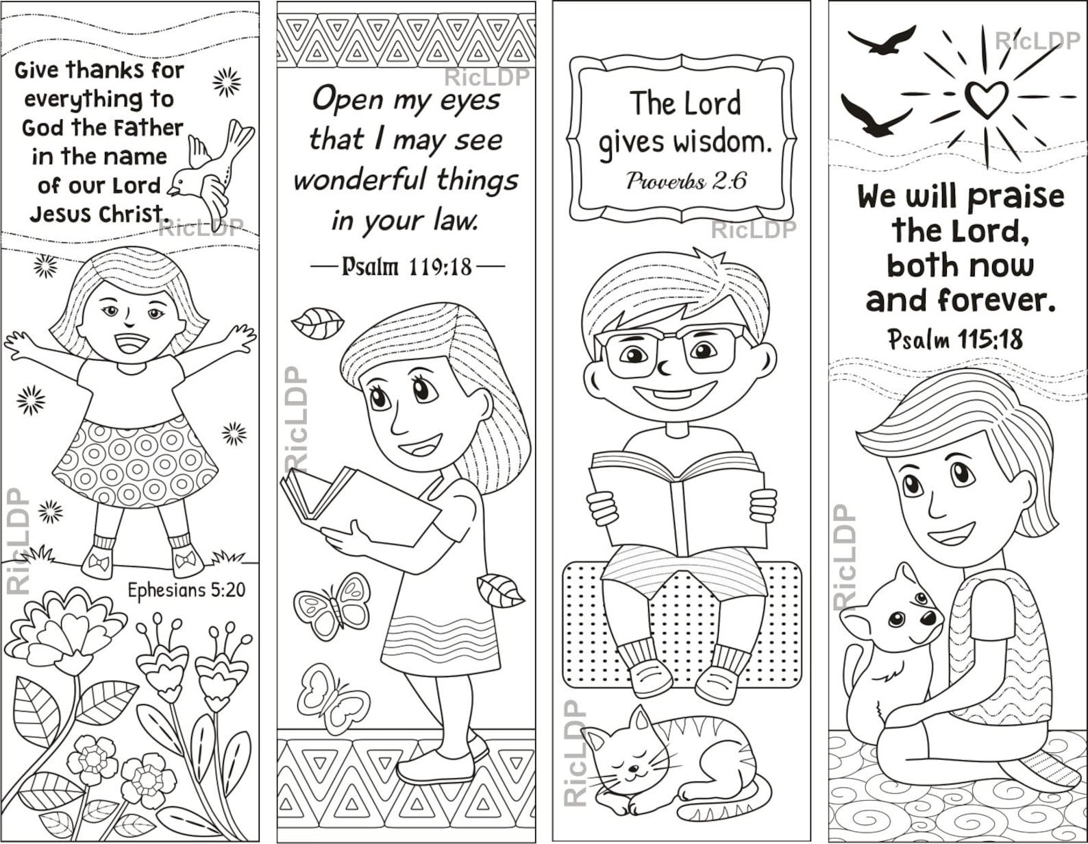 Printable Bookmarks Coloring Bible Quotes Ephesians 5 Psalm 119 ...