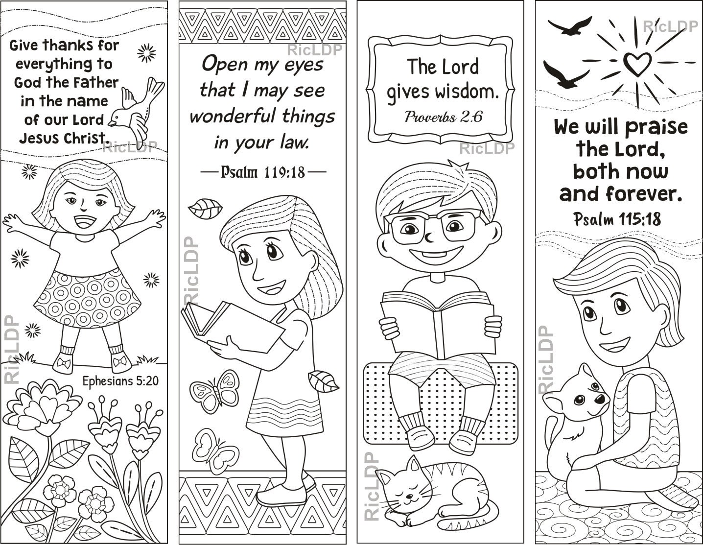 Printable Bookmarks Coloring Bible Quotes Ephesians 5 Psalm 119 ...