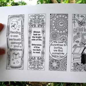 4 Inspiring Bookmarks for Book Lovers – Printable Colorable Set With ...