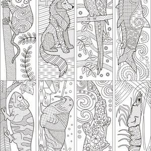 8 Animal-themed Coloring Bookmarks for Kids Printable Zen Doodle Art ...