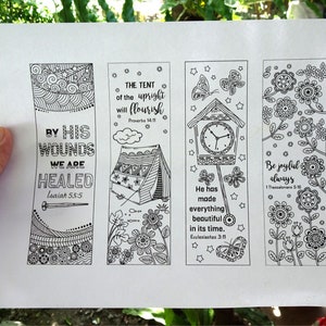 8 Inspirational Bible Verse Coloring Bookmarks: Printable Christian Art ...