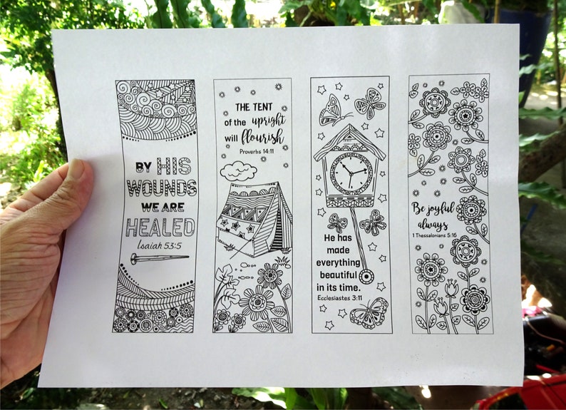 8 Inspirational Bible Verse Coloring Bookmarks: Printable Christian Art ...