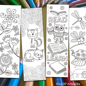 8 Printable Minimalist Coloring Bookmarks for Kids and Adults, Book Zen ...