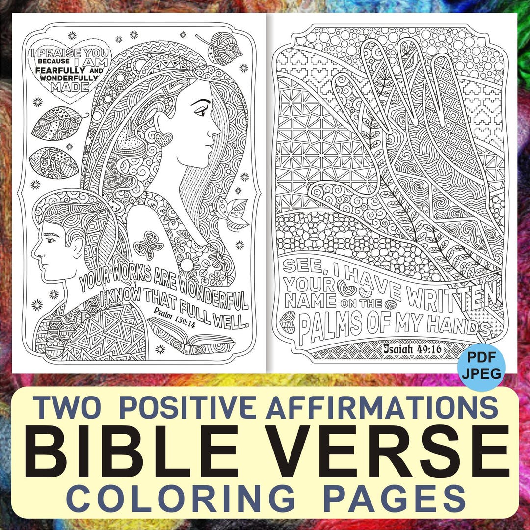 Two Coloring Pages From Psalm 139 & Isaiah 49 – Printable Bible Line ...