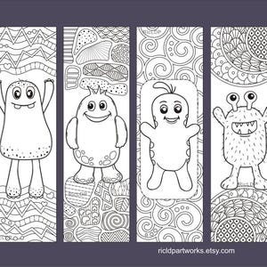 Whimsical Monster Coloring Pages and Bookmarks – Printable Zendoodle ...
