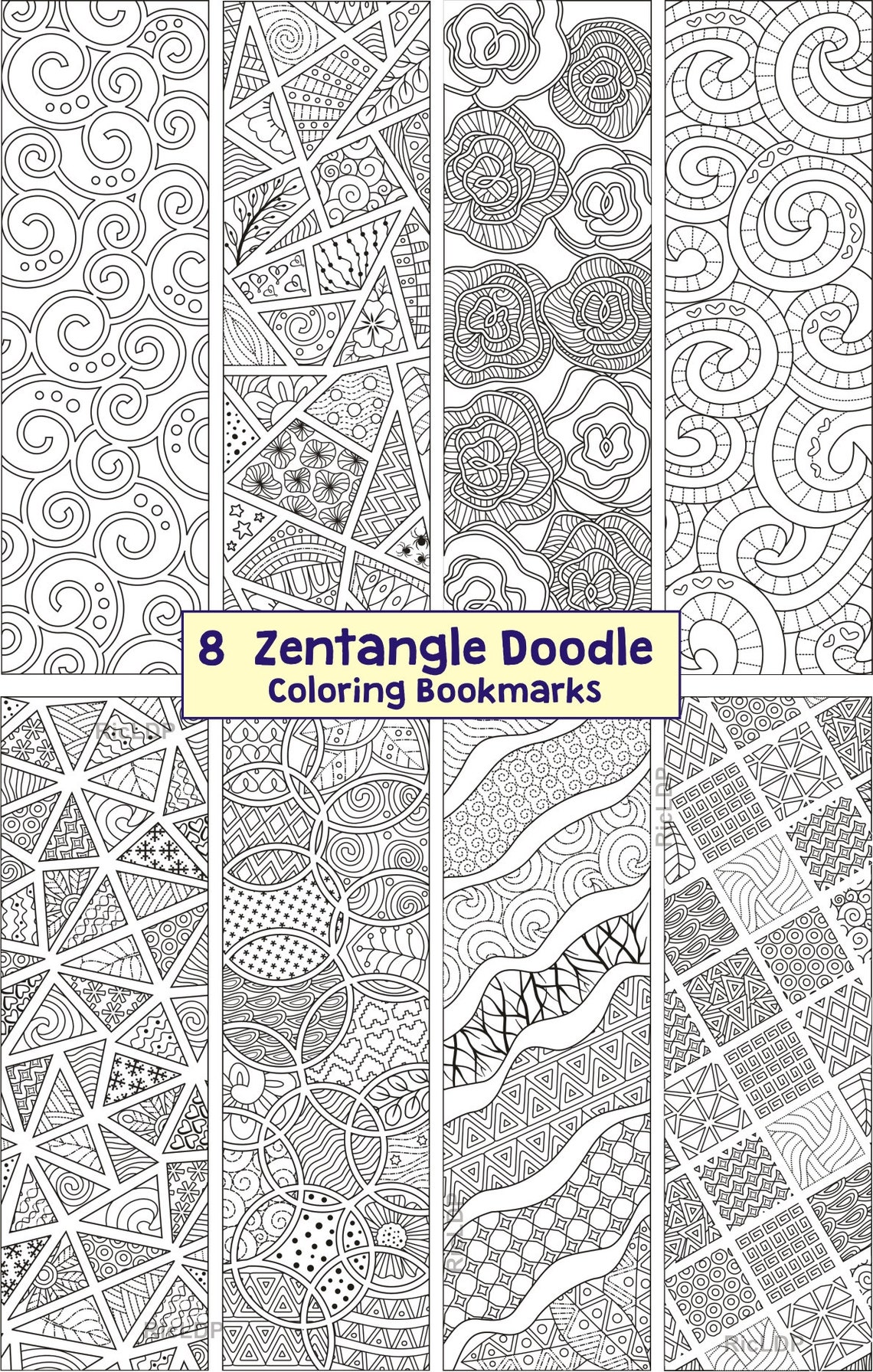 Mindfulness Coloring Bookmarks – 8 Printable Line Art Doodles (PDF ...