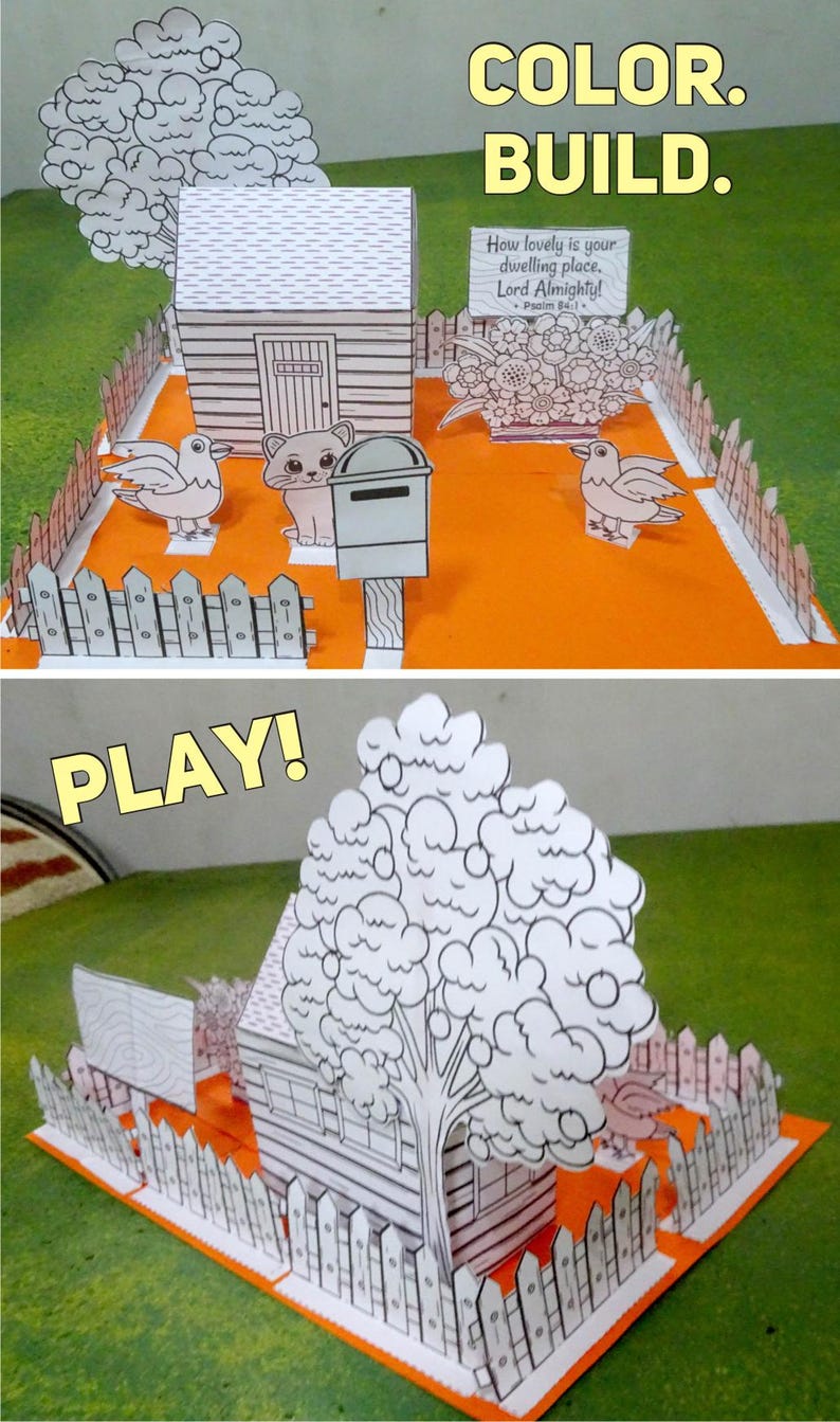 3D Farmhouse Paper Craft: Colorable Farm Animal DIY (PDF Download) - Etsy