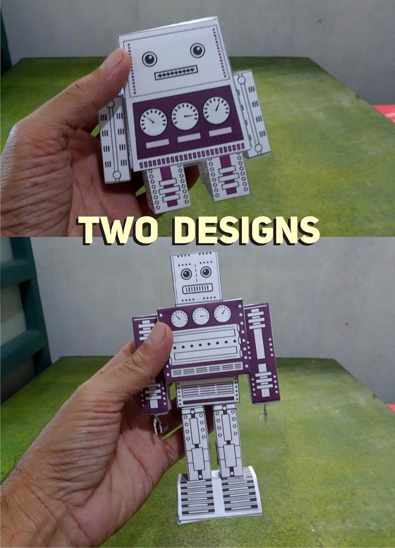 Printable Robot Papercraft Set: DIY 3D Coloring Toy (PDF & JPEG) - Etsy