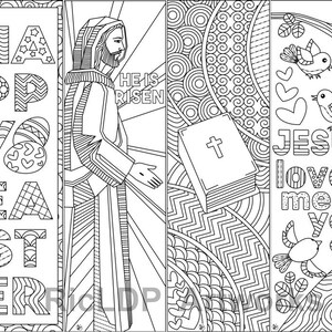 8 Coloring Bookmarks for Easter set 2 Christian Doodles Kids Sunday ...