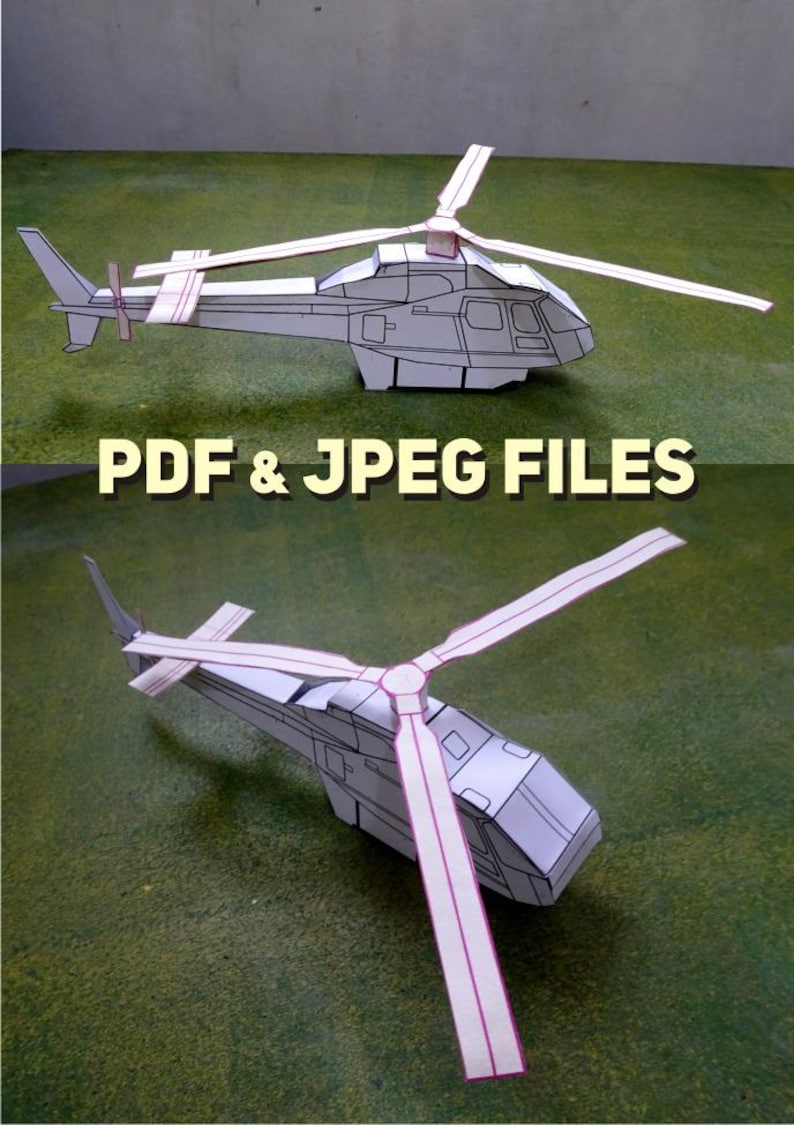 3D Helicopter Paper Craft Printable | Colorable Transportation Craft ...