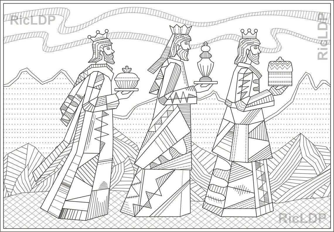 Set of 3 Christmas Zentangle Pages Nativity Drawing Angel - Etsy