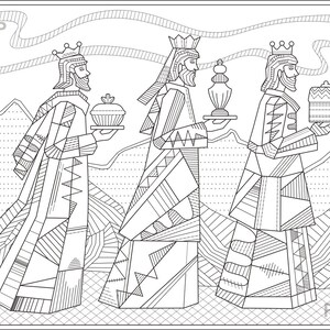 Set of 3 Christmas Zentangle Pages Nativity Drawing Angel With Trumpet ...