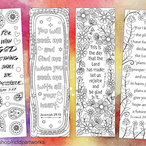 Coloring Bookmarks Inspiring Bible Verses Luke 1 37 john 15 jeremiah 29 ...