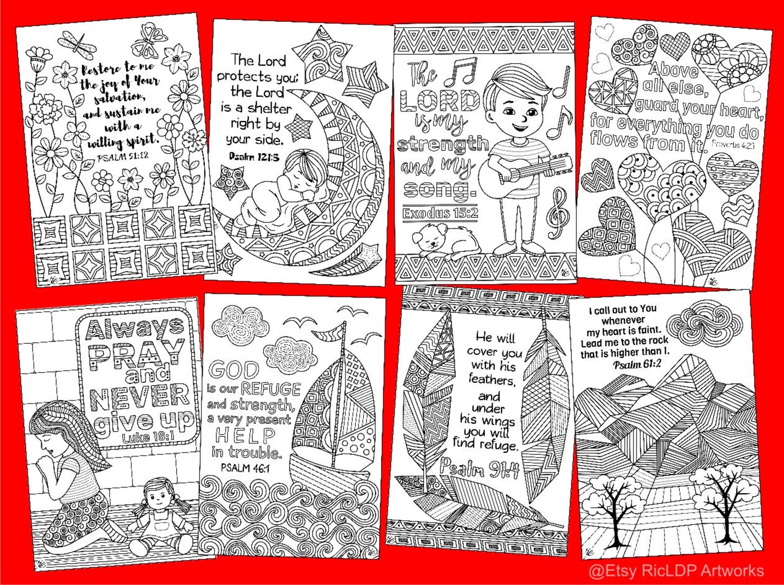 8-pack Bible Coloring Cards for Classroom and Sunday School Activities ...
