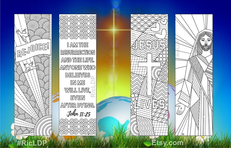 Set of 8 Coloring Bookmarks for Easter Christian Coloring - Etsy