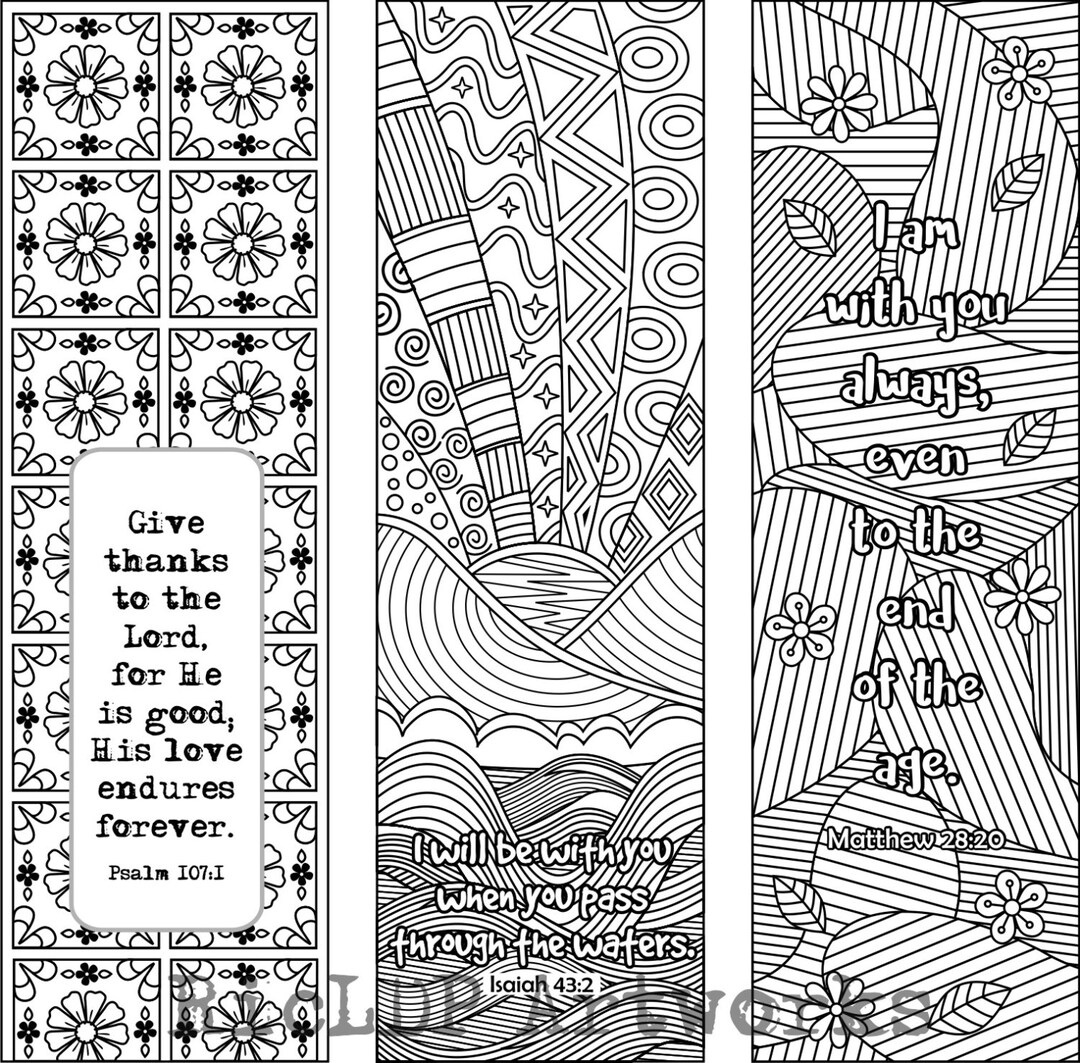 Coloring Bookmarks Scripture Arts Isaiah 43 2 Matthew 28 Proverbs 16 3 ...