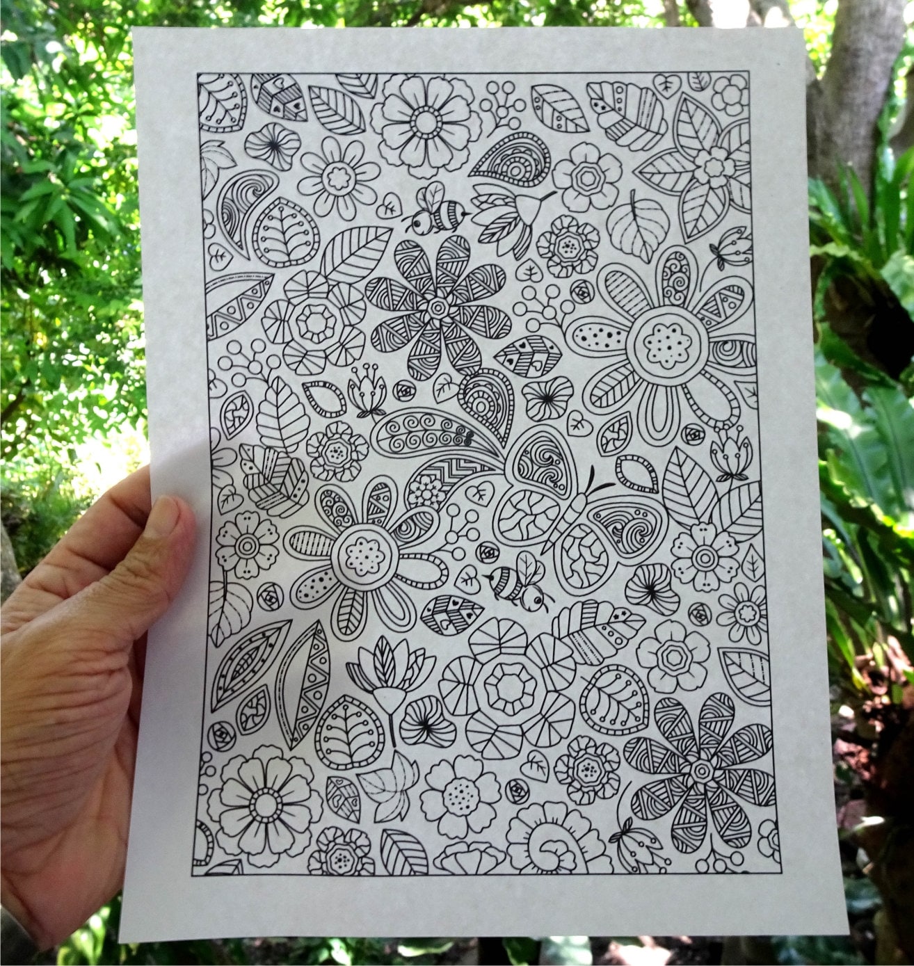 Four Flower Zentangle Coloring Pages Seamless Floral - Etsy