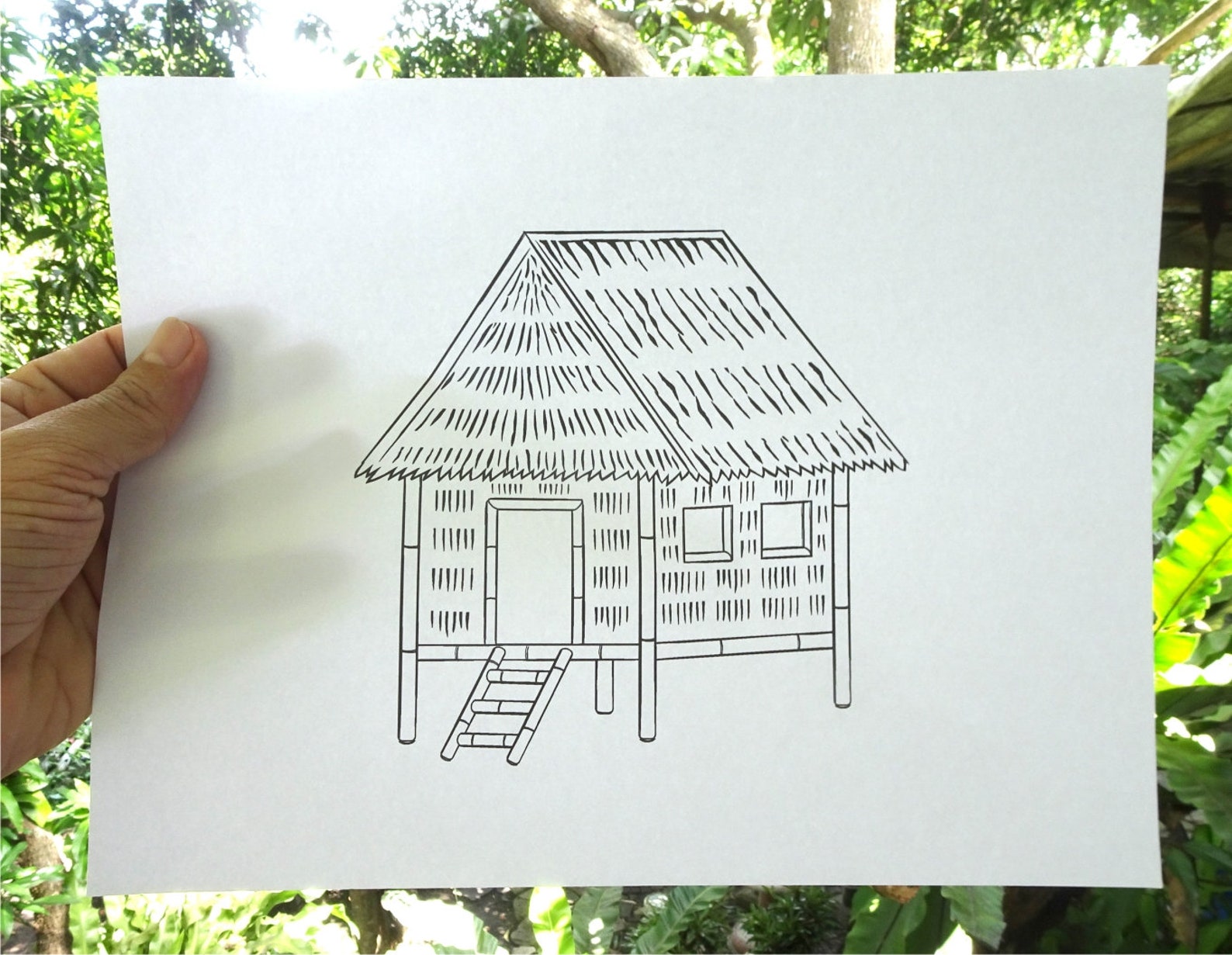 Philippine Nipa Hut Coloring Pages Bahay Kubo Indigenous Stilt House ...