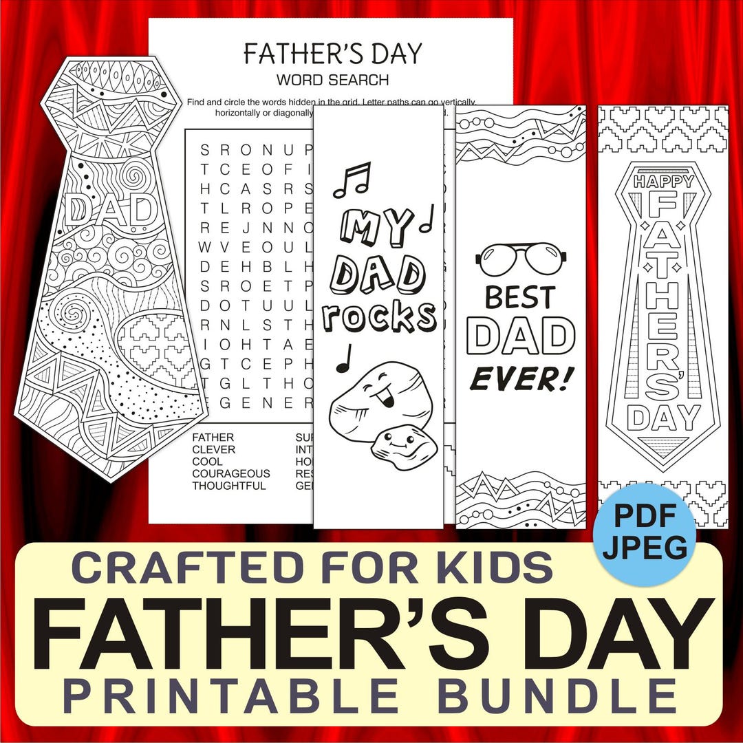 Father's Day Printable Bundle: Kids' Coloring Bookmarks & Activities ...