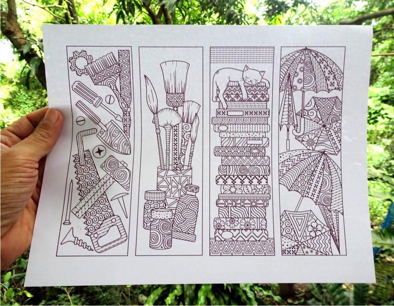 8 Printable Coloring Bookmarks – Zen Doodle Pattern for Mindfulness and ...