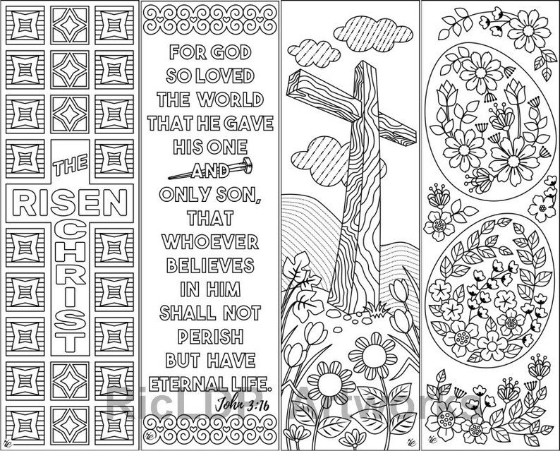 8 Coloring Bookmarks for Easter set 2 Christian Doodles Kids Sunday ...