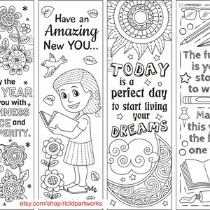 New Year Coloring Bookmarks – Zen Doodle Art, Motivational (PDF) - Etsy