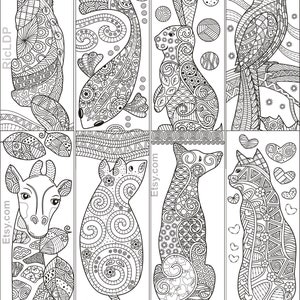 Hand-drawn Animal Coloring Bookmarks: Zen Art Doodles (PDF/JPEG) - Etsy