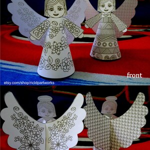 Printable Coloring Angel Templates: Kids' Christmas Craft Activity (PDF ...