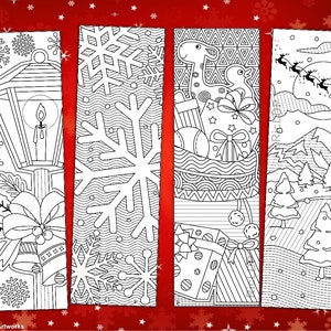 Christmas Coloring Bookmarks, Xmas Colorier Winter Snow Doodles ...