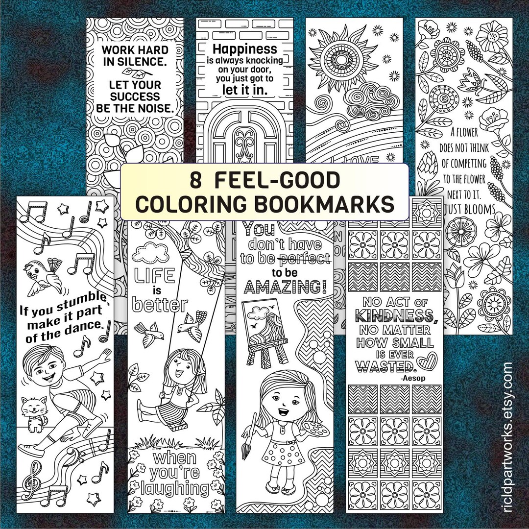 8 Delightful "feel-good" Coloring Bookmarks for Kids & Teens ...