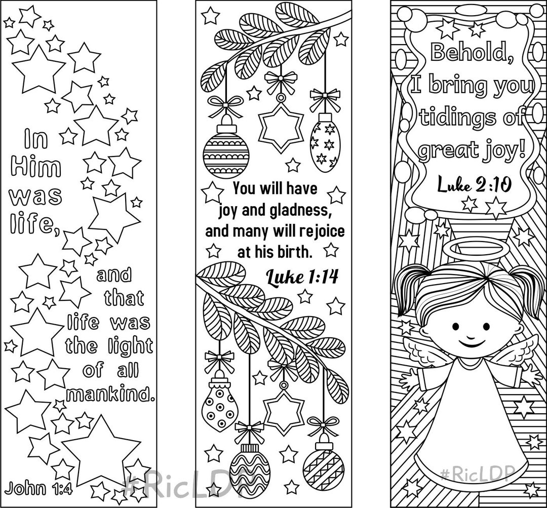 Buy Set of 9 Christmas Coloring Bookmarks 6 With Bible Verses Online in ...