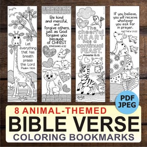Animal Bible Verse Coloring Bookmarks: Scripture Zen Doodle Art (PDF ...