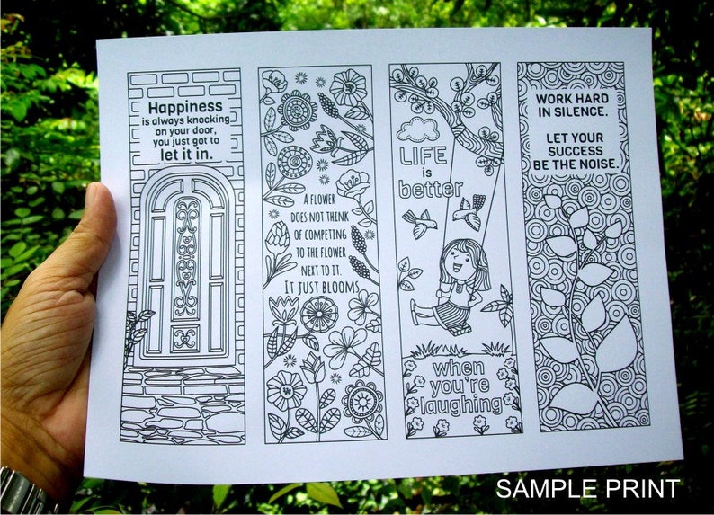 8 Delightful Coloring Bookmarks for Kids & Teens Printable Fun Markers ...