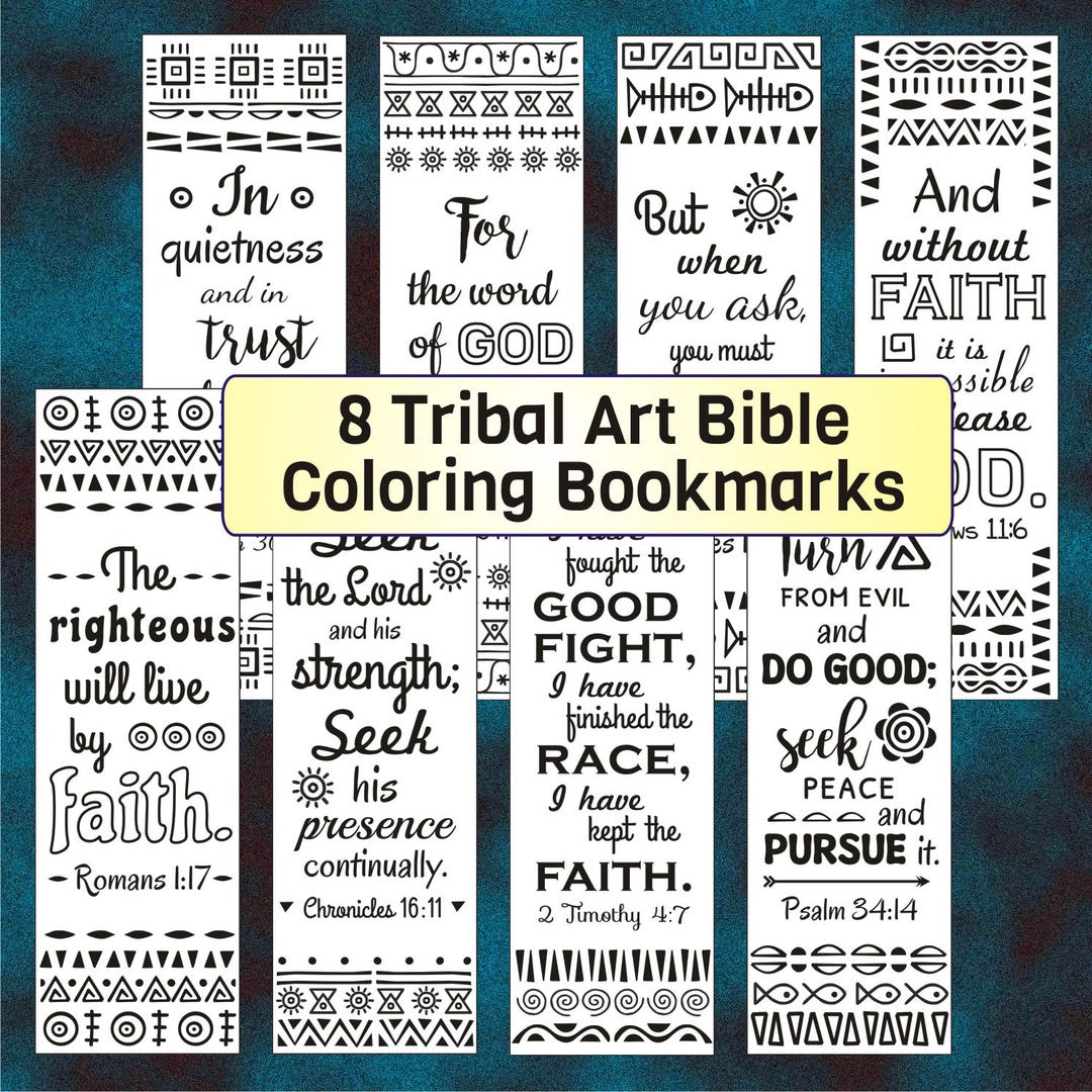 Tribal Art Bible Verse Bookmarks: Christian Coloring (PDF Download, Set ...
