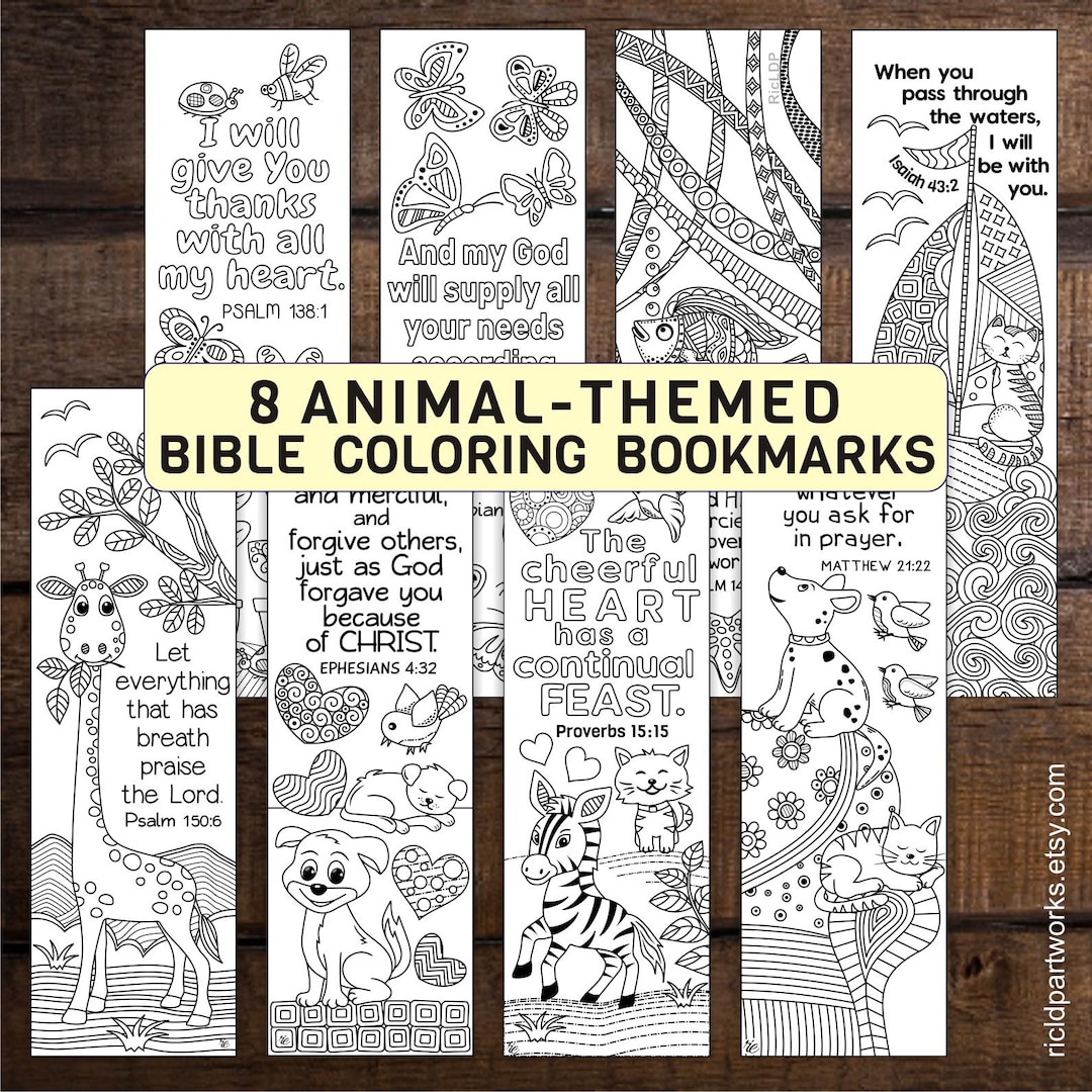Animal Bible Verse Coloring Bookmarks: Hand-drawn Scripture Zen Doodle ...