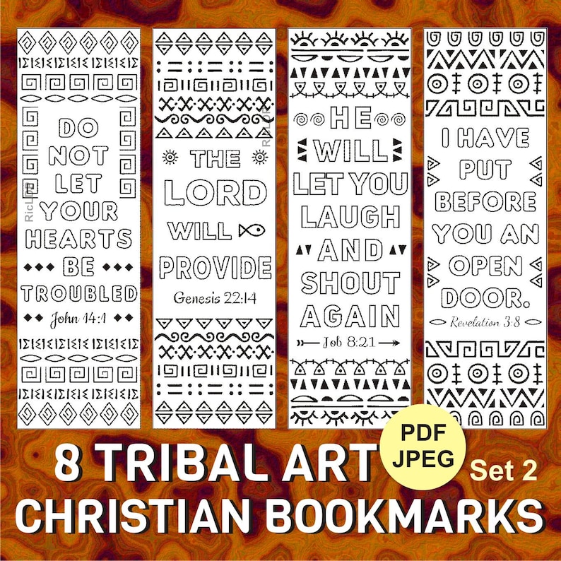 Printable Bible Verse Bookmarks: Tribal Art Scripture Designs (digital ...
