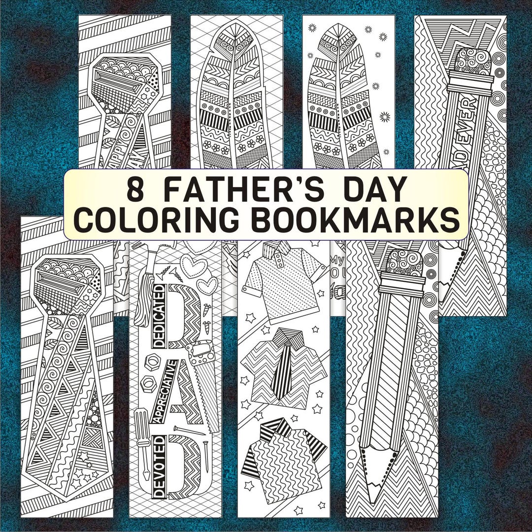 Father's Day Coloring Bookmarks: Zen Doodle Art (PDF Download) - Etsy