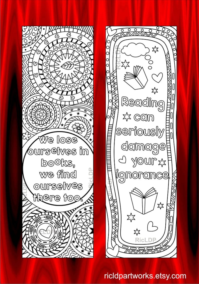 Coloring Bookmarks: Motivational Reading Quotes, Zen Art Doodles (PDF ...