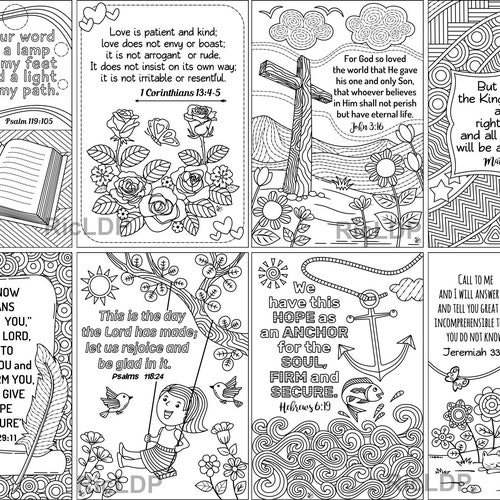 Coloring Scripture Cards Bible Verse Cards Set of 8 - Etsy